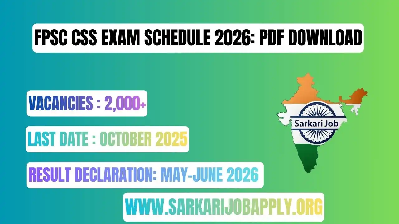 FPSC CSS Exam Schedule 2026: PDF Download